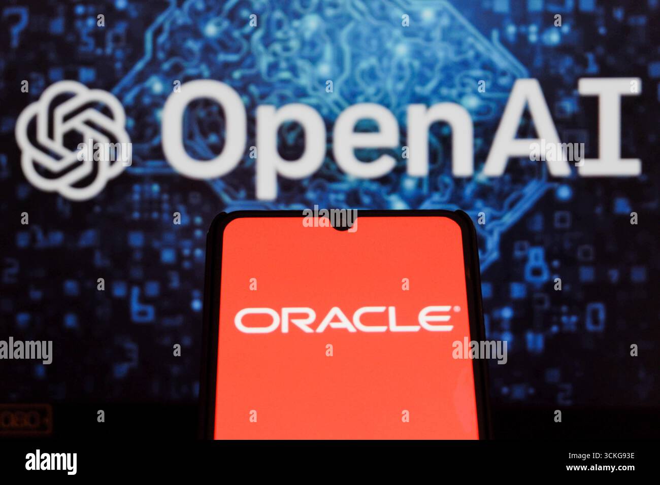 In this photo illustration, the ORACLE logo displayed on a smartphone ...