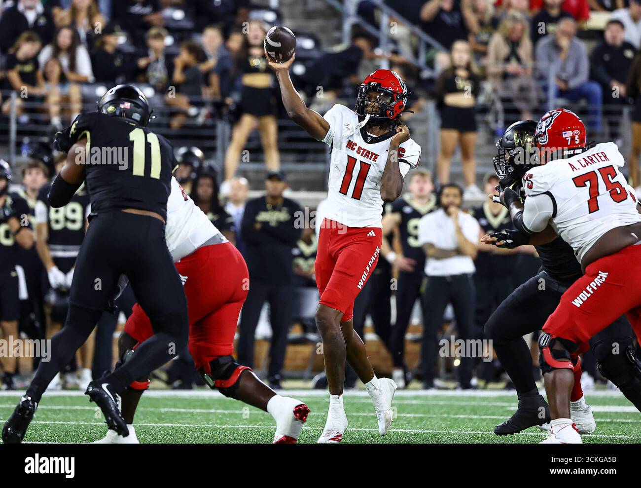 September 11,2025: NC State quarterback CJ Bailey (11) passes the ball ...