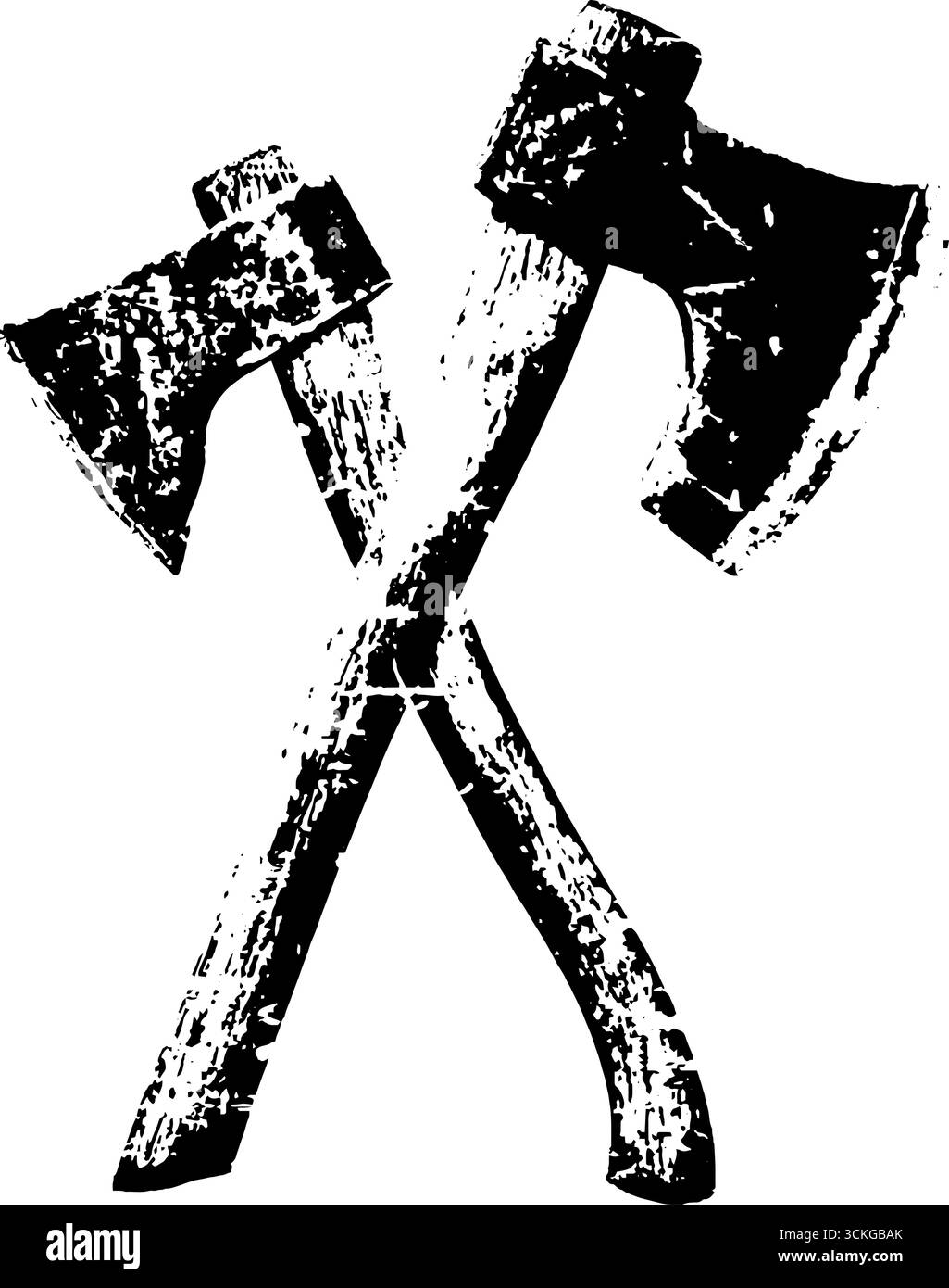 Grunge black and white crossed axes design for vintage posters Stock ...