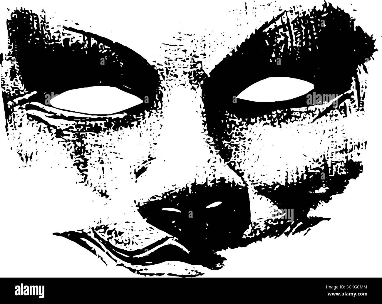 Grunge black and white ghost face illustration for halloween design ...
