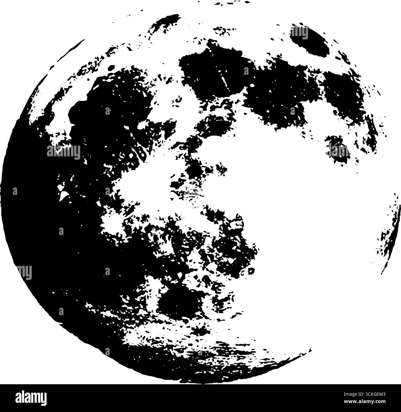 Grunge black and white moon illustration for harvest season design ...