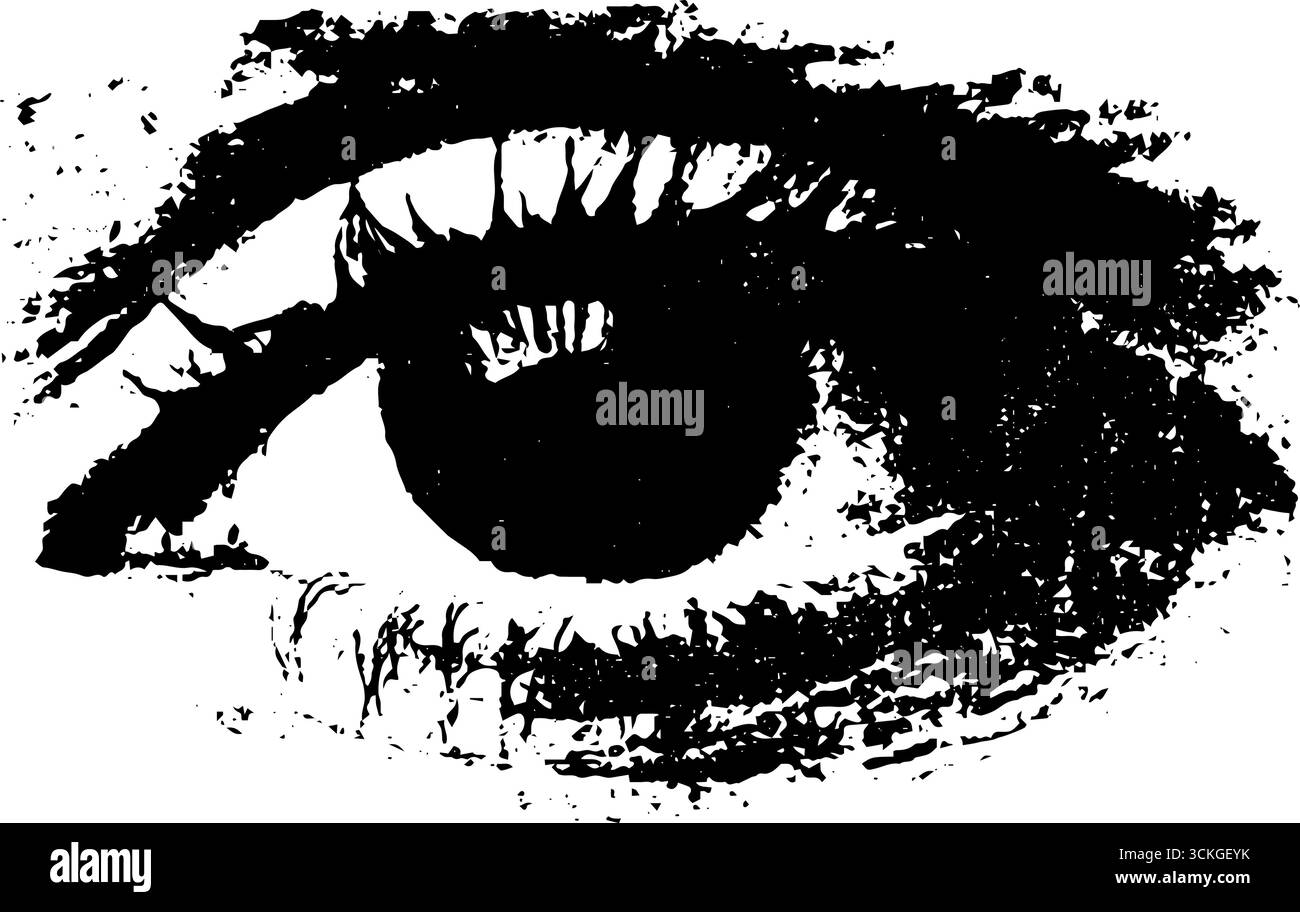 Grunge black and white eyeball artwork for urban design Stock Vector ...