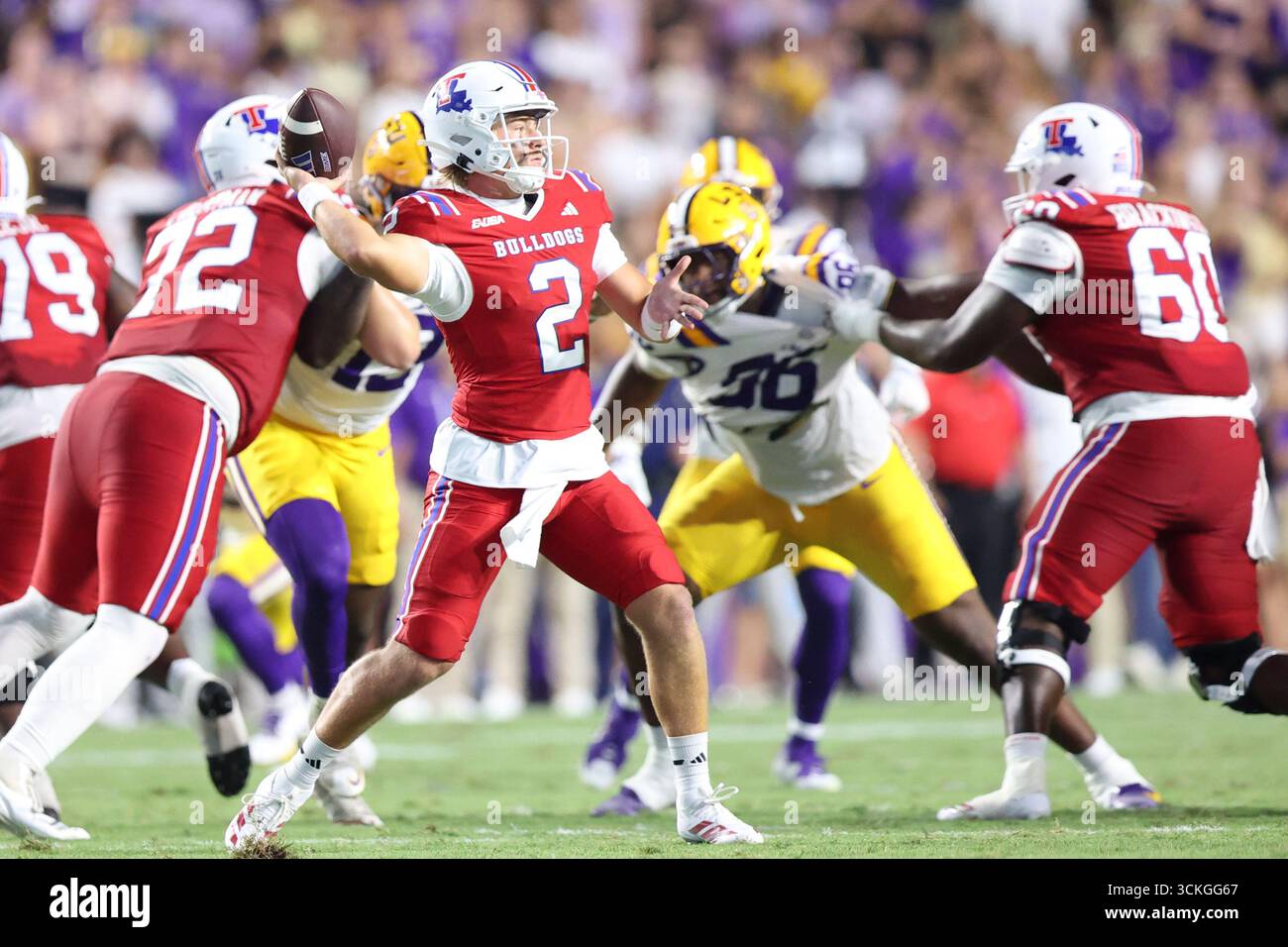 Louisiana Tech Bulldogs quarterback Trey Kukuk (2) attempts a pass ...