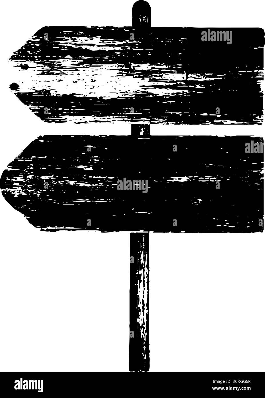 Grunge black and white directional sign illustration for urban art and ...