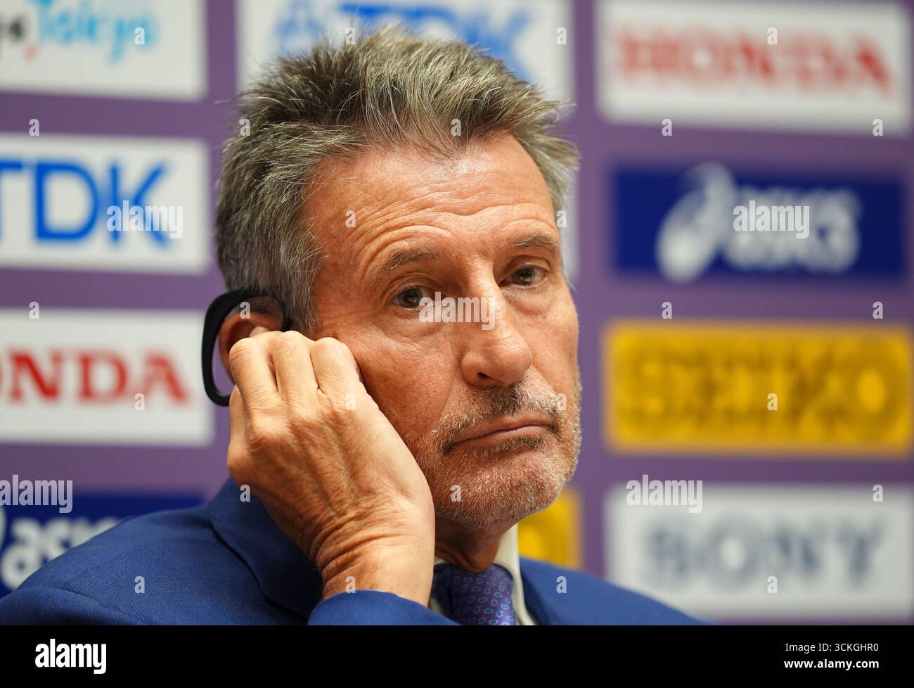 World Athletics President Sebastian Coe speaks during a press ...