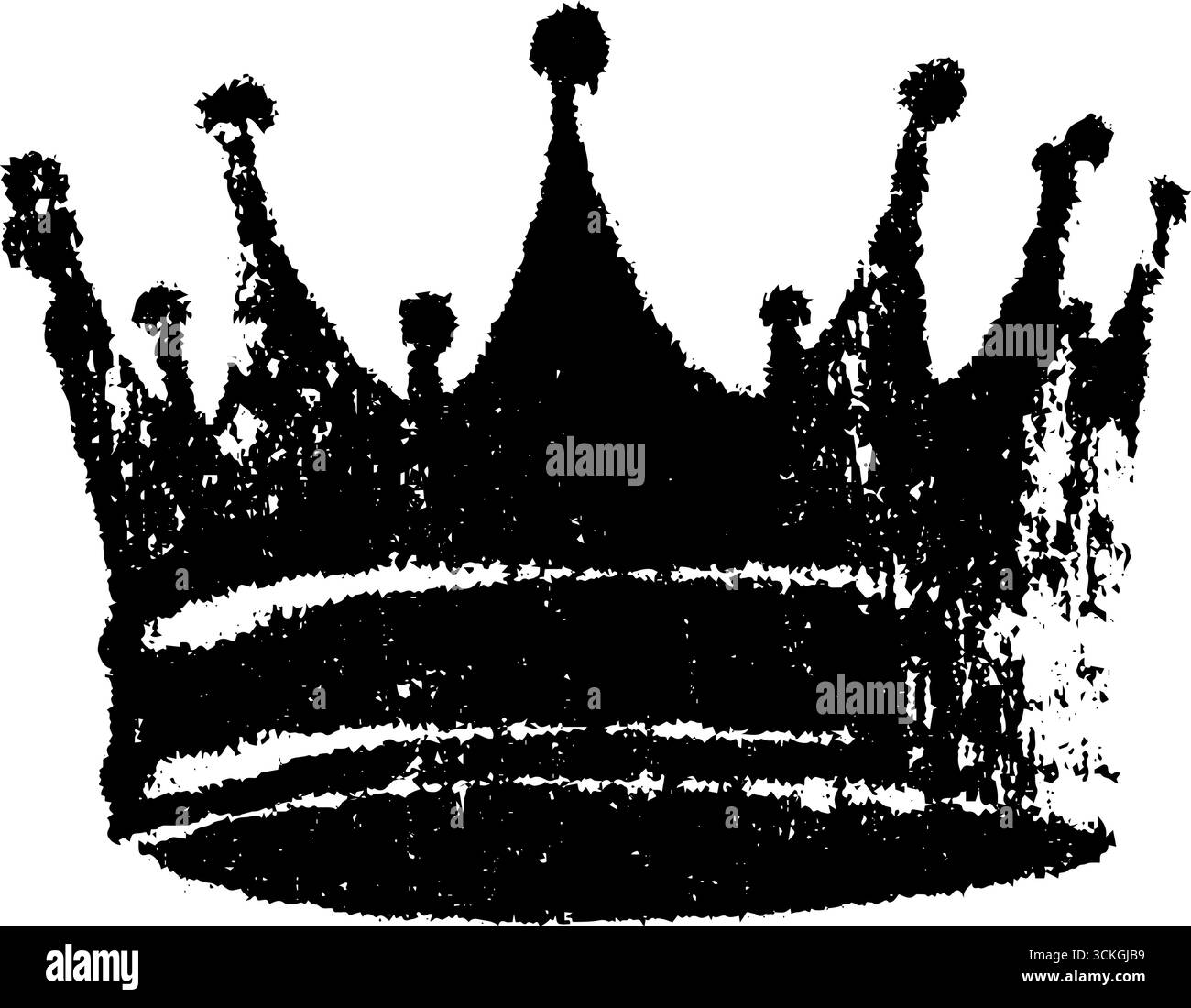 Distressed grunge crown silhouette in black and white for urban tribal ...