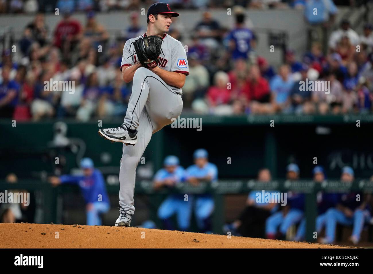 Cleveland Guardians starting pitcher Gavin Williams works against the ...