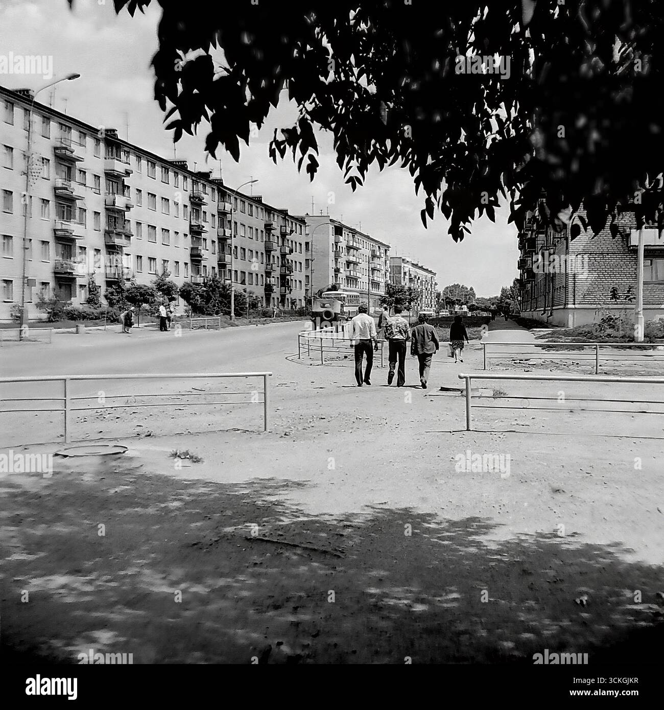 An everyday street scene in the Chubar residential district of ...