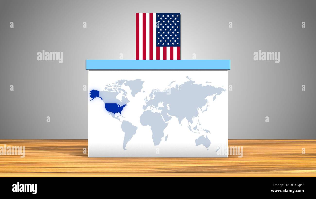 USA Voting Box with World Map Stock Photo - Alamy