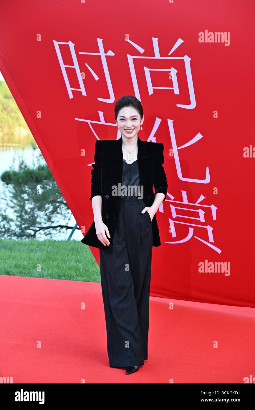 Chinese host Lan Yu attends an activity in Beijing, China, 8 September ...
