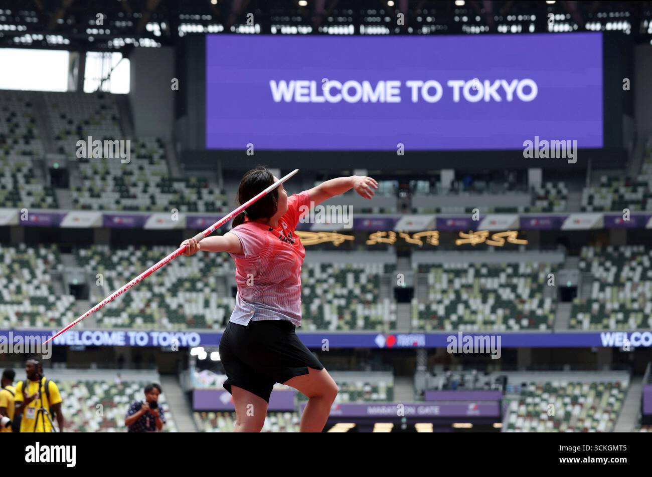 Haruka KITAGUCHI of Japan, the gold medalist in women's javelin throw at the 2024 Paris Olympics ...