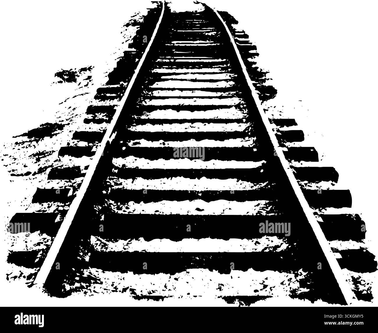 Grunge black and white railroad tracks in snow cover - design for ...