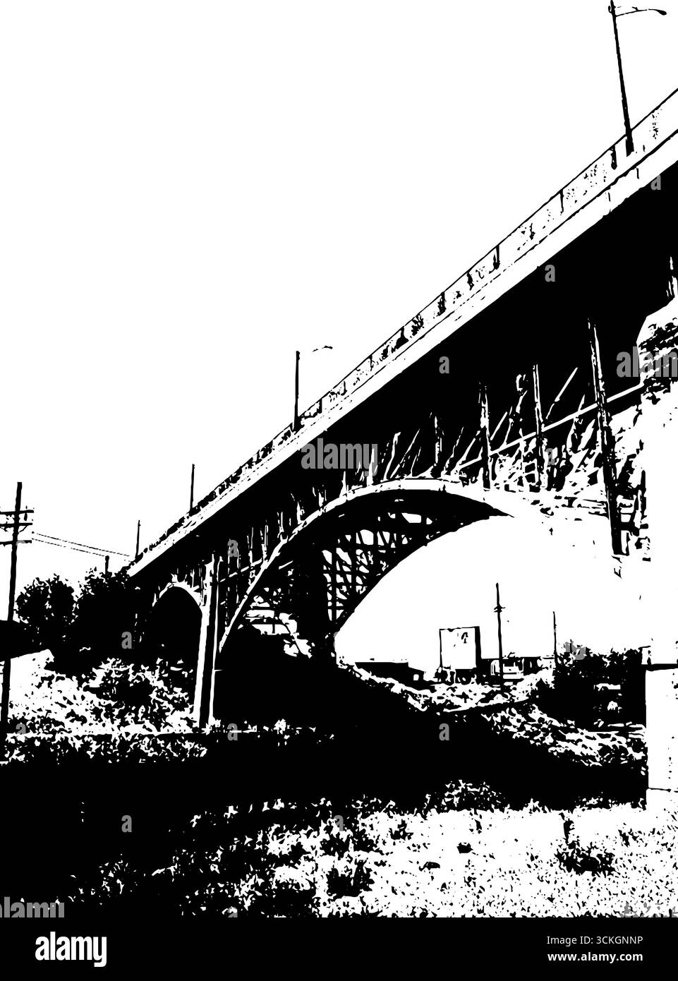Grunge black and white urban overpass art for design Stock Vector Image ...