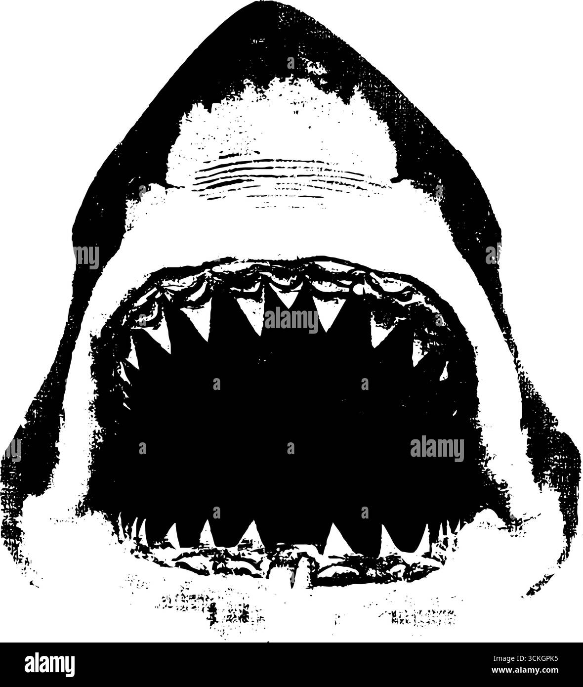 Grunge black and white shark head illustration for urban design and ...