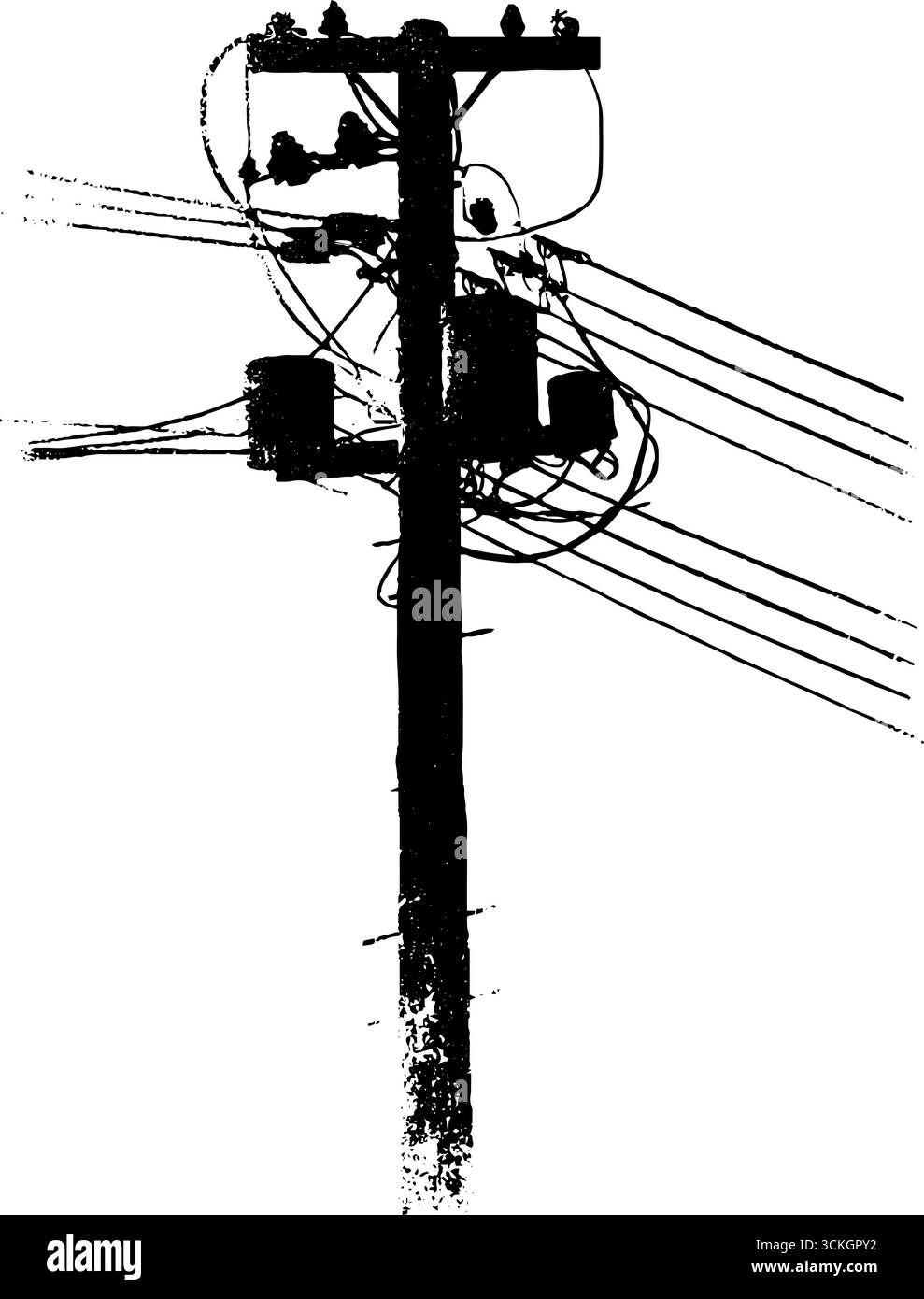 Grunge black and white telephone pole art for urban design projects ...