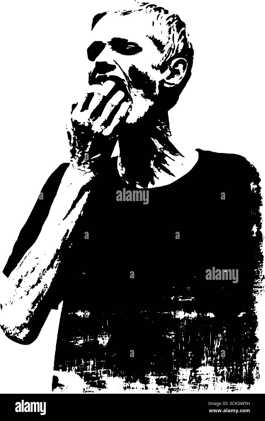 Grunge black and white zombie eating illustration for halloween design ...