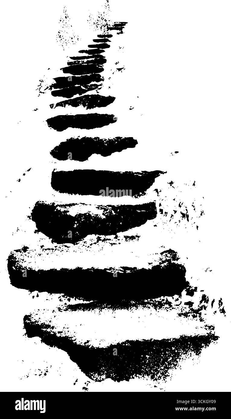 Grunge black and white snowy footprint path silhouette for urban design ...