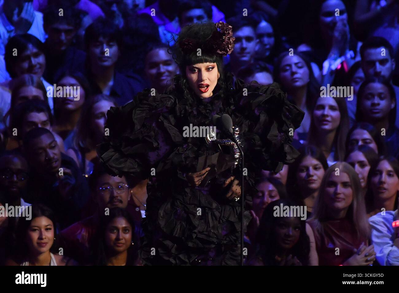 Lady Gaga receives MTV's VMA for 'Artist of the Year' onstage during ...