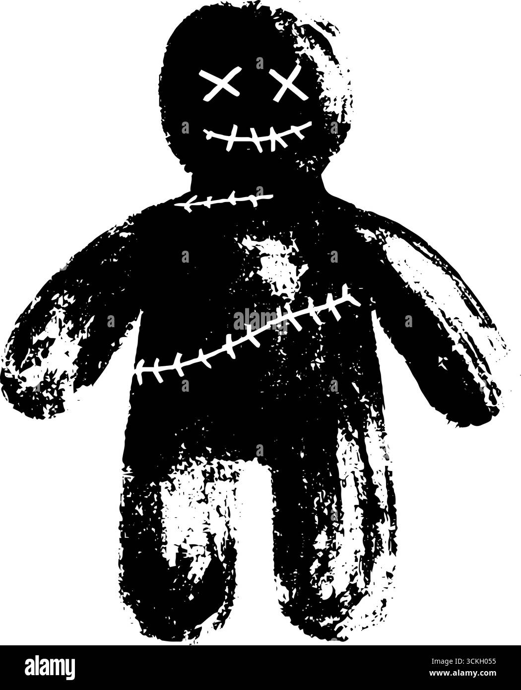 Vintage grunge black and white stitch doll illustration for urban ...
