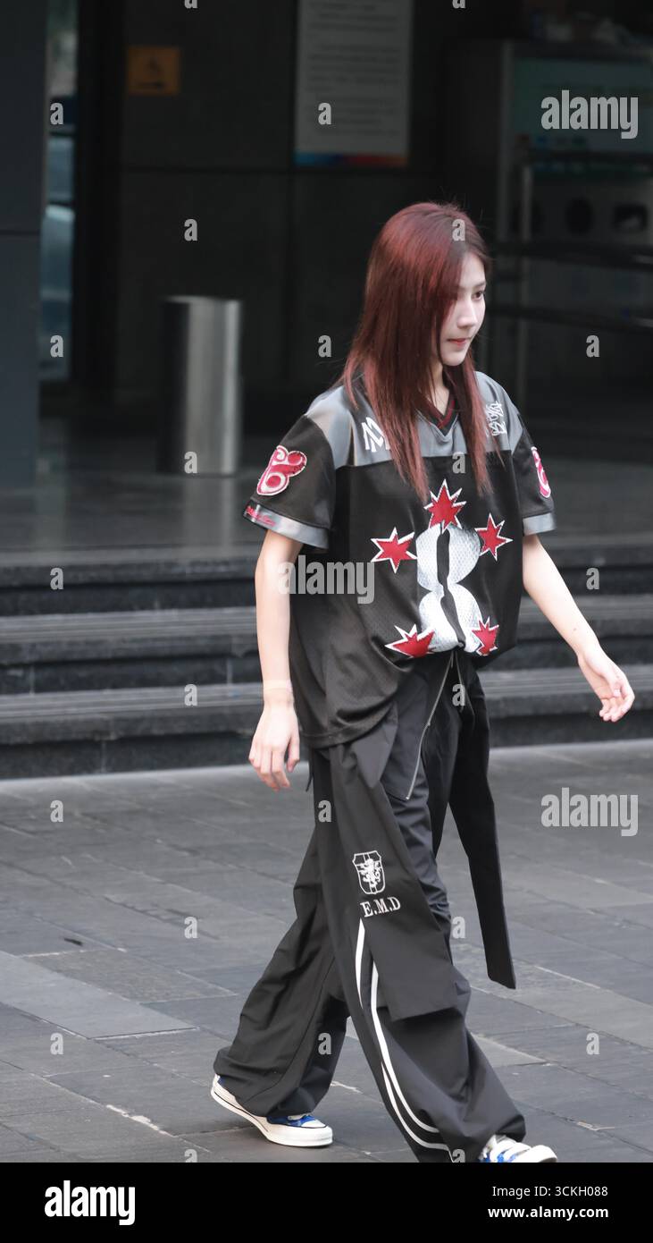 Chinese singer and actress Yuan Yiqi appears in Nanjing City, east ...