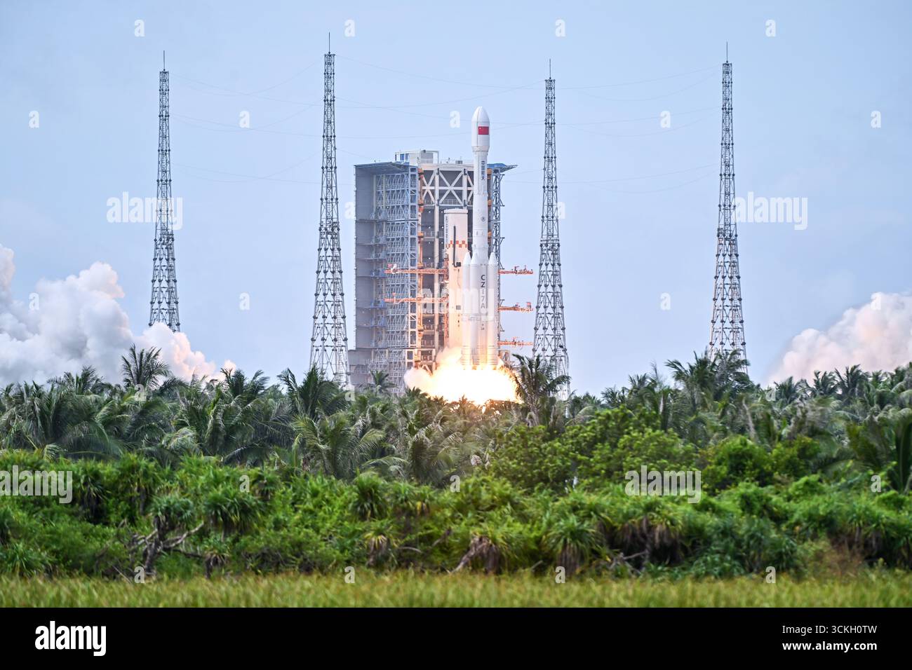 Wenchang,China.9th September 2025. A Long March 7A rocket blasts off ...