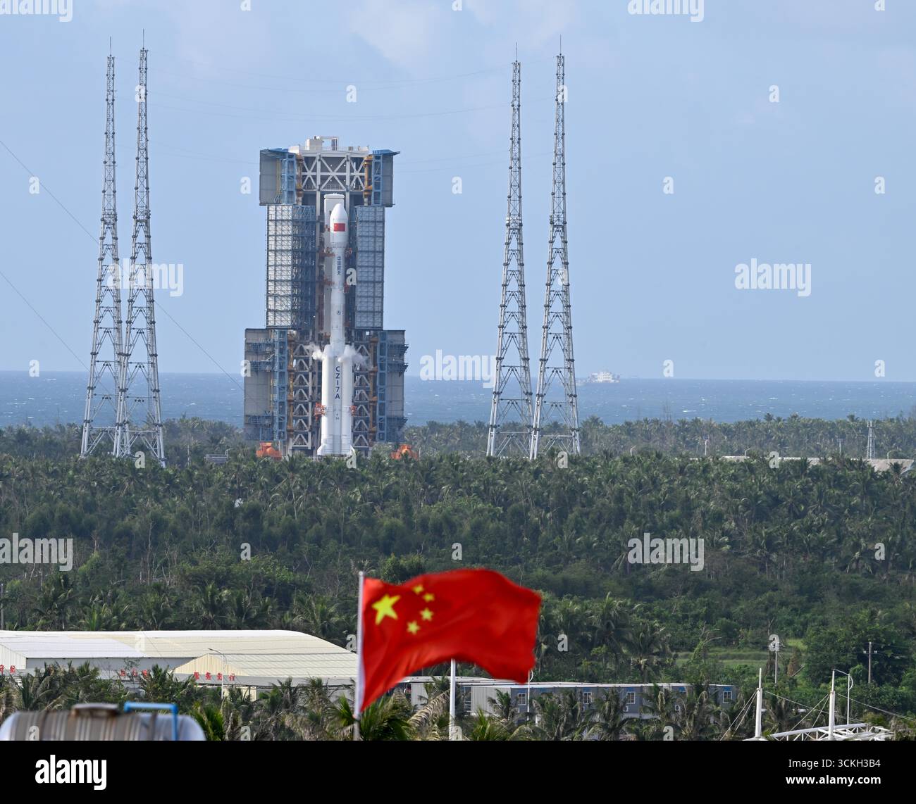 A modified Long March 7 carrier rocket carrying the Yaogan 45 satellite ...