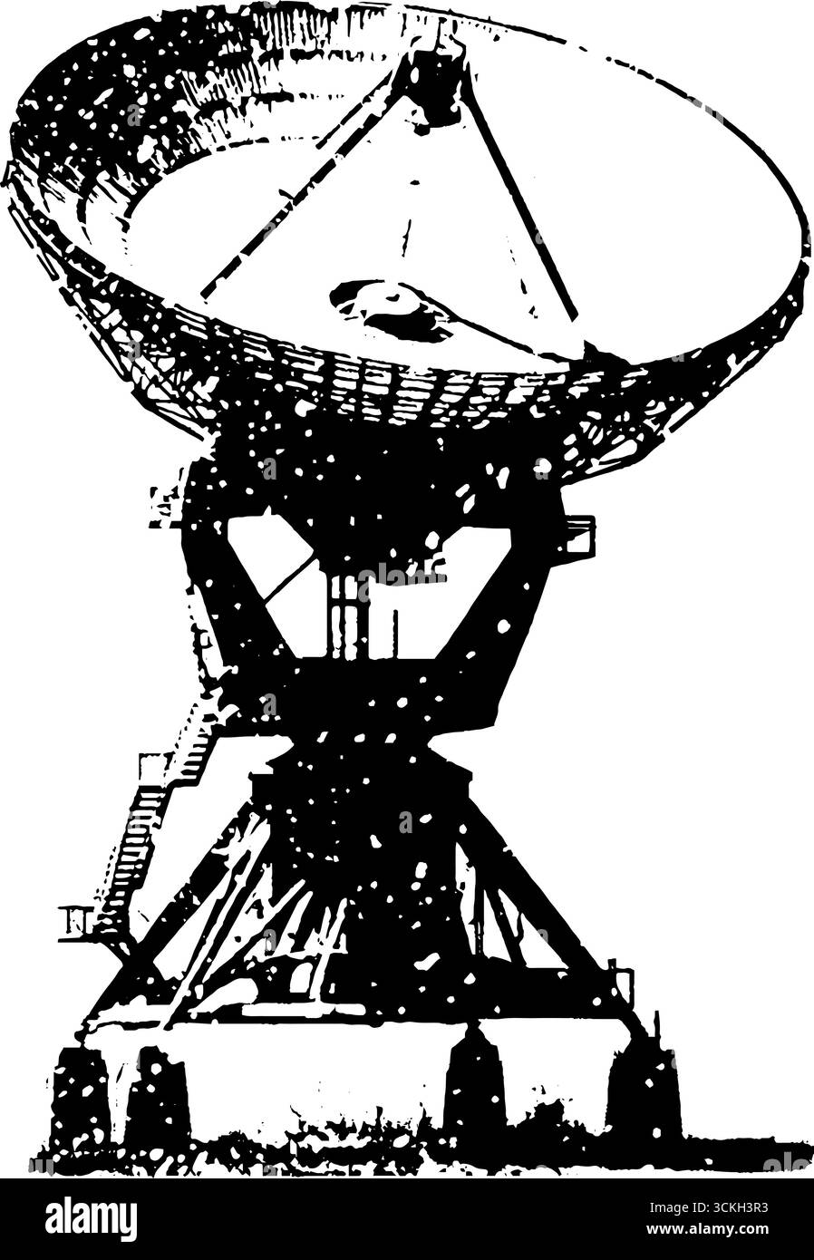 High contrast black and white satellite dish stencil for urban design ...