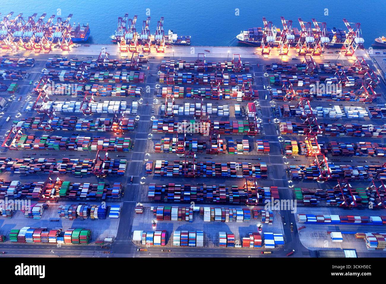 Aerial photo shows the Qingdao Port in Qingdao City, east China's ...