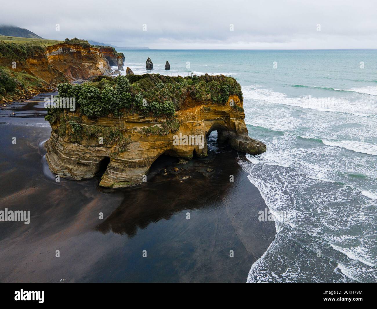 Aerial view of the Elephant Rock's majestic sandstone cliffs meet the ...