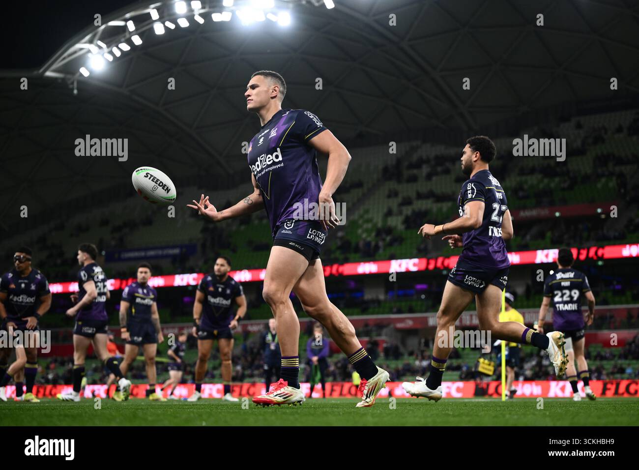 Will Warbrick of the Storm warms up ahead of the NRL Qualifying Final ...