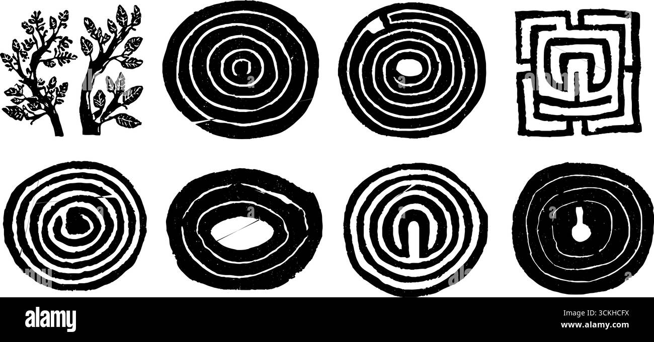 Labyrinth motif Black and White Stock Photos & Images - Alamy