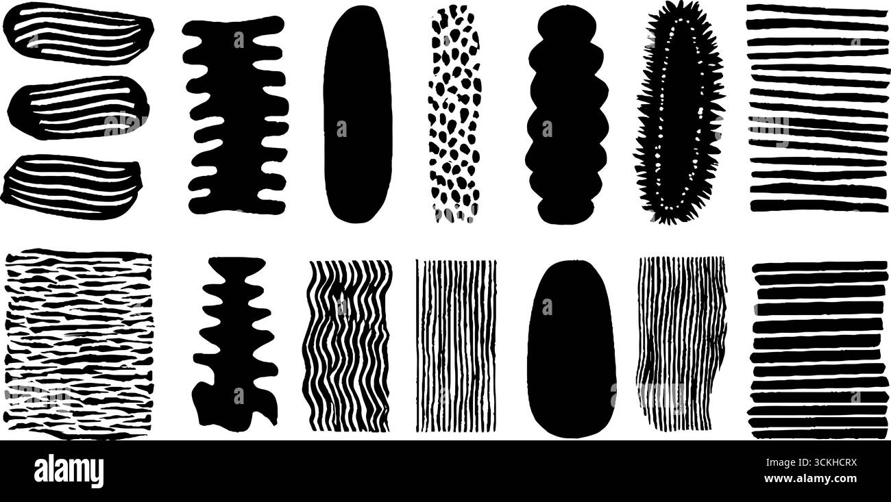 Linocut texture elements set with crosshatching and stripe patterns for ...