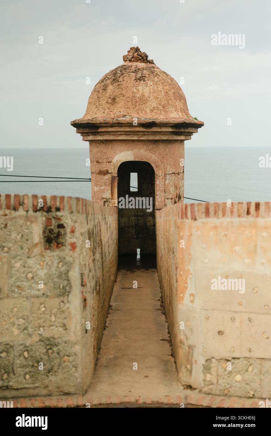 Historic sentry box overlooking the ocean in Old San Juan Stock Photo ...