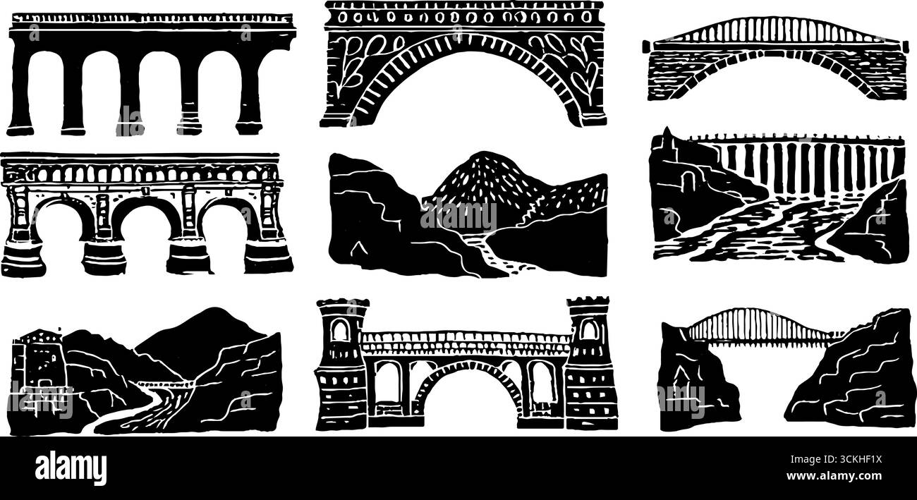 Intricate stone bridges Stock Vector Images - Alamy