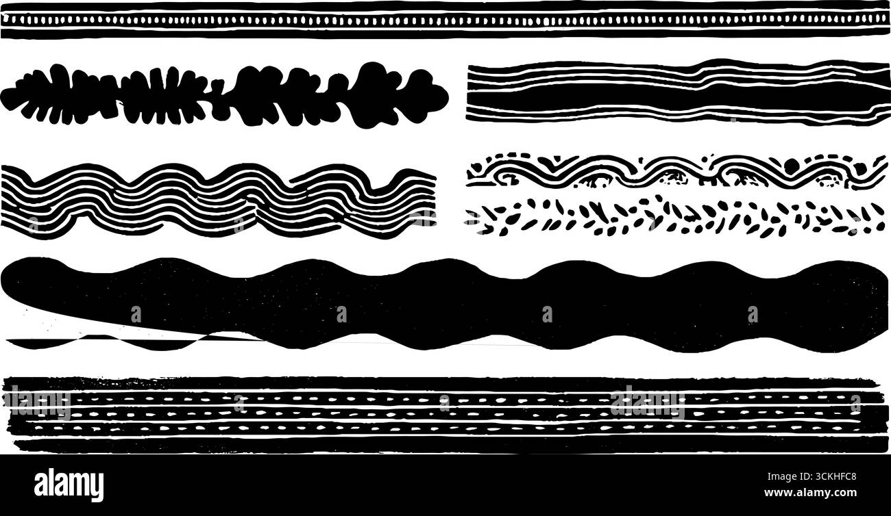 Linocut borders and frames collection for creative design projects ...