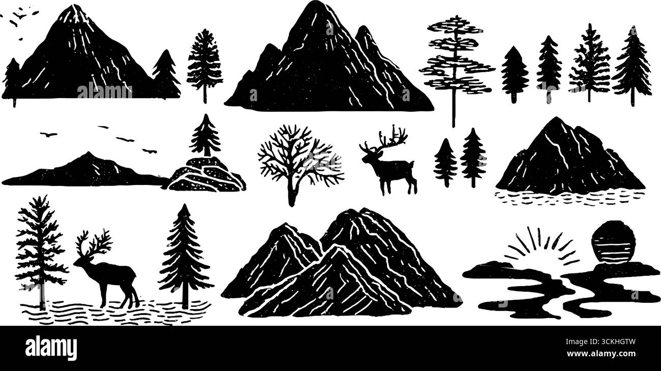 Woodland designs Black and White Stock Photos & Images - Alamy