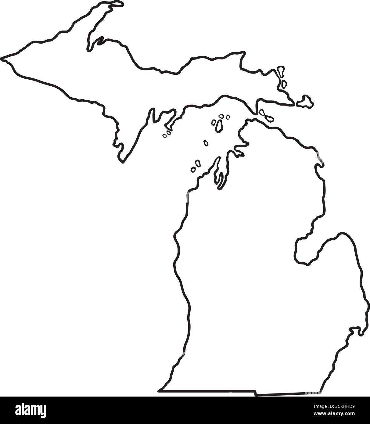 Outer map border of Michigan blank outline american state Stock Vector ...