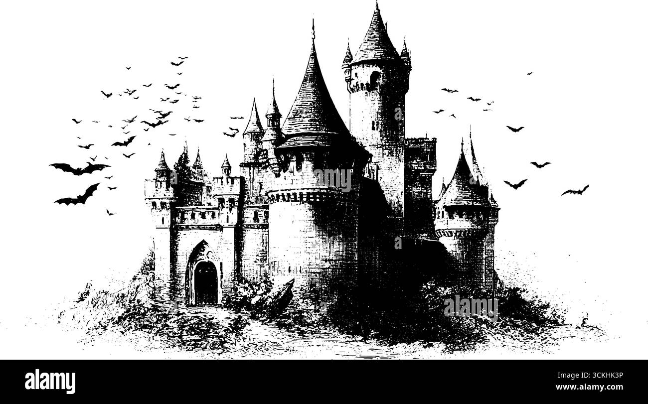 Gothic vampire castle collection for halloween decor and design Stock ...