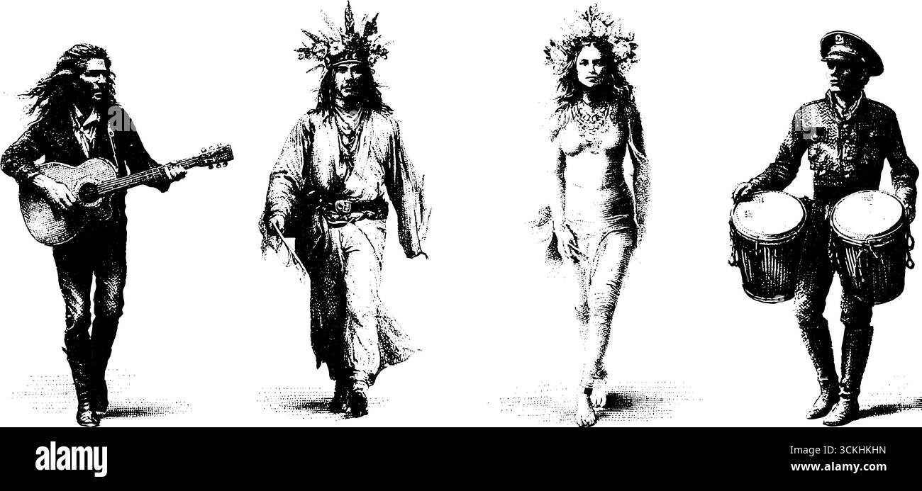 1960s hippies retro Black and White Stock Photos & Images - Alamy