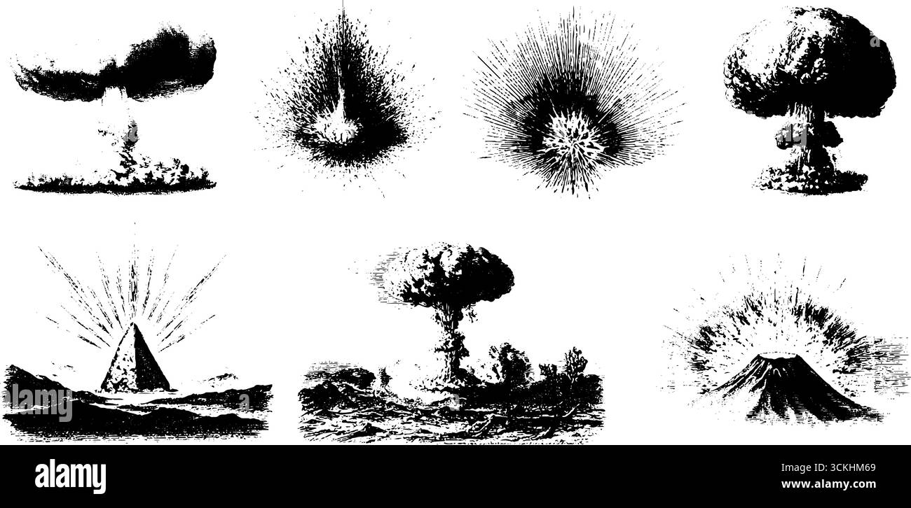 Vintage explosion effects design elements collection for creative ...