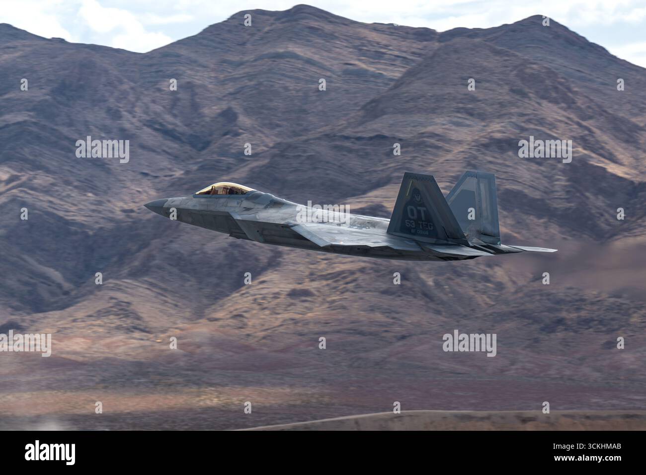 A U.S. Air Force F-22 Raptor fighter jet assigned to the 422nd Test and ...