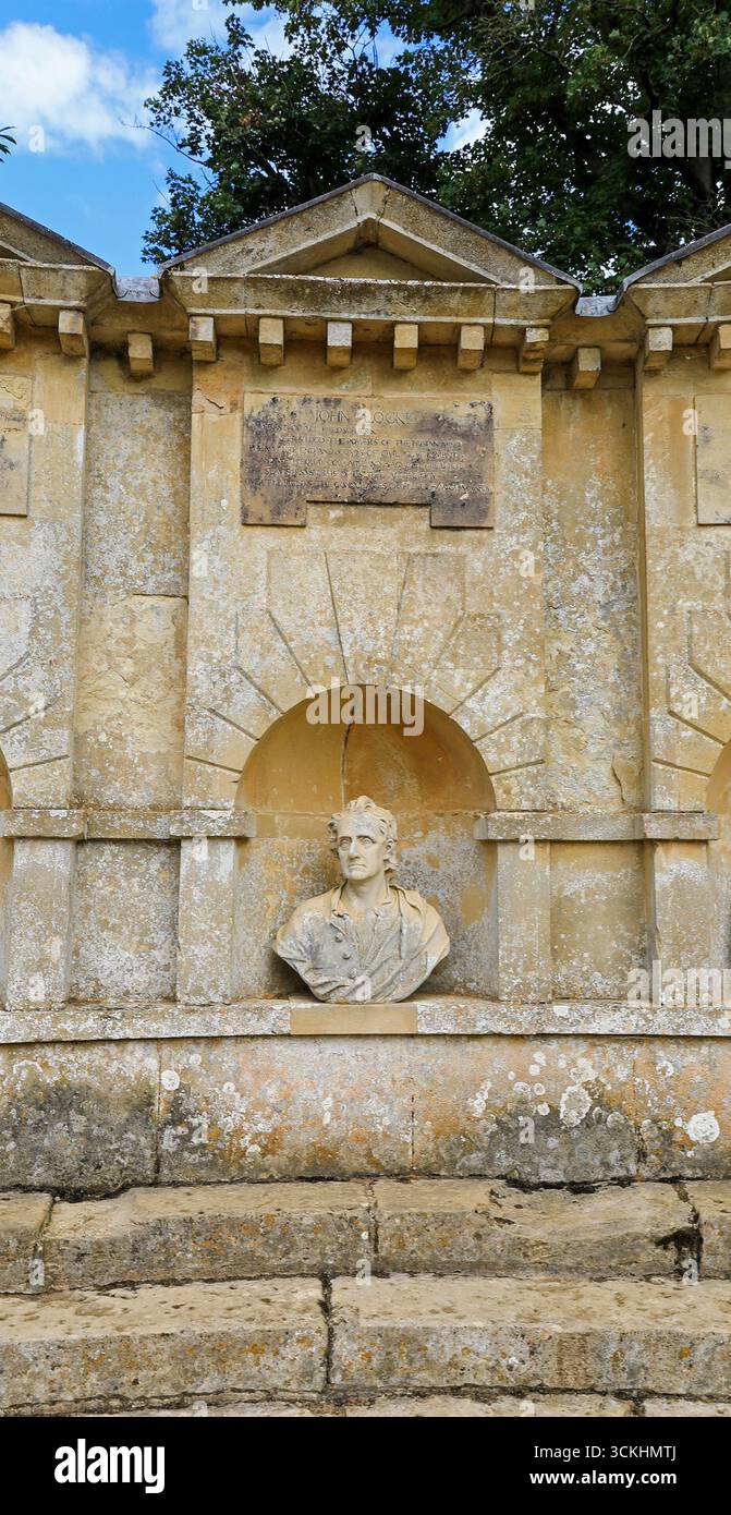 A bust of John Locke at The Temple of British Worthies at Stowe House ...