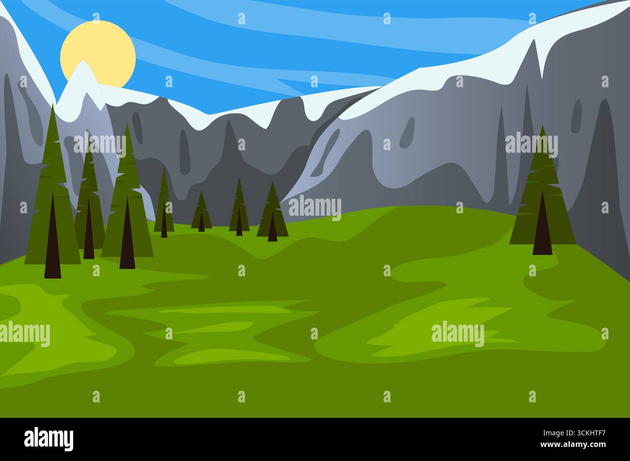 Panoramic landscape near river Stock Vector Images - Alamy