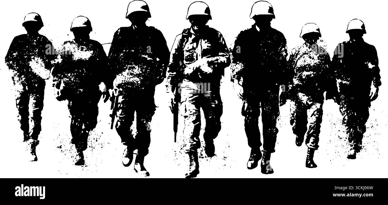 Black white military crowd hi-res stock photography and images - Alamy