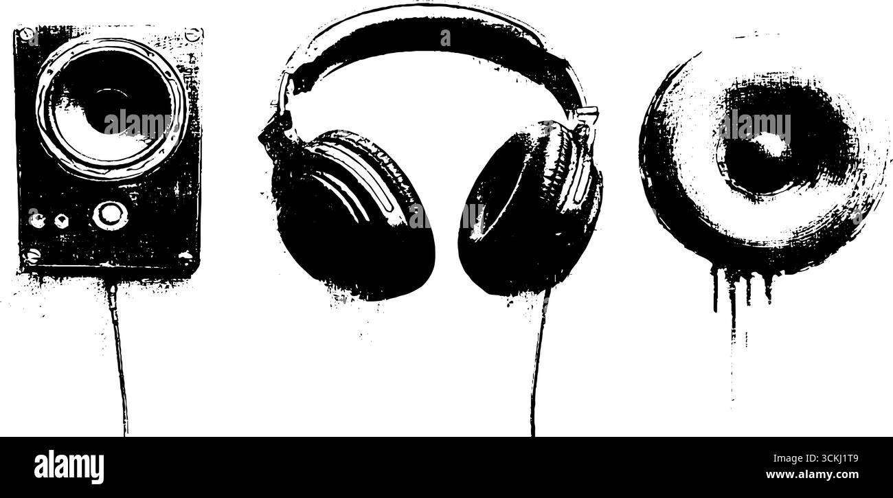 Black white stencil music hi-res stock photography and images - Alamy