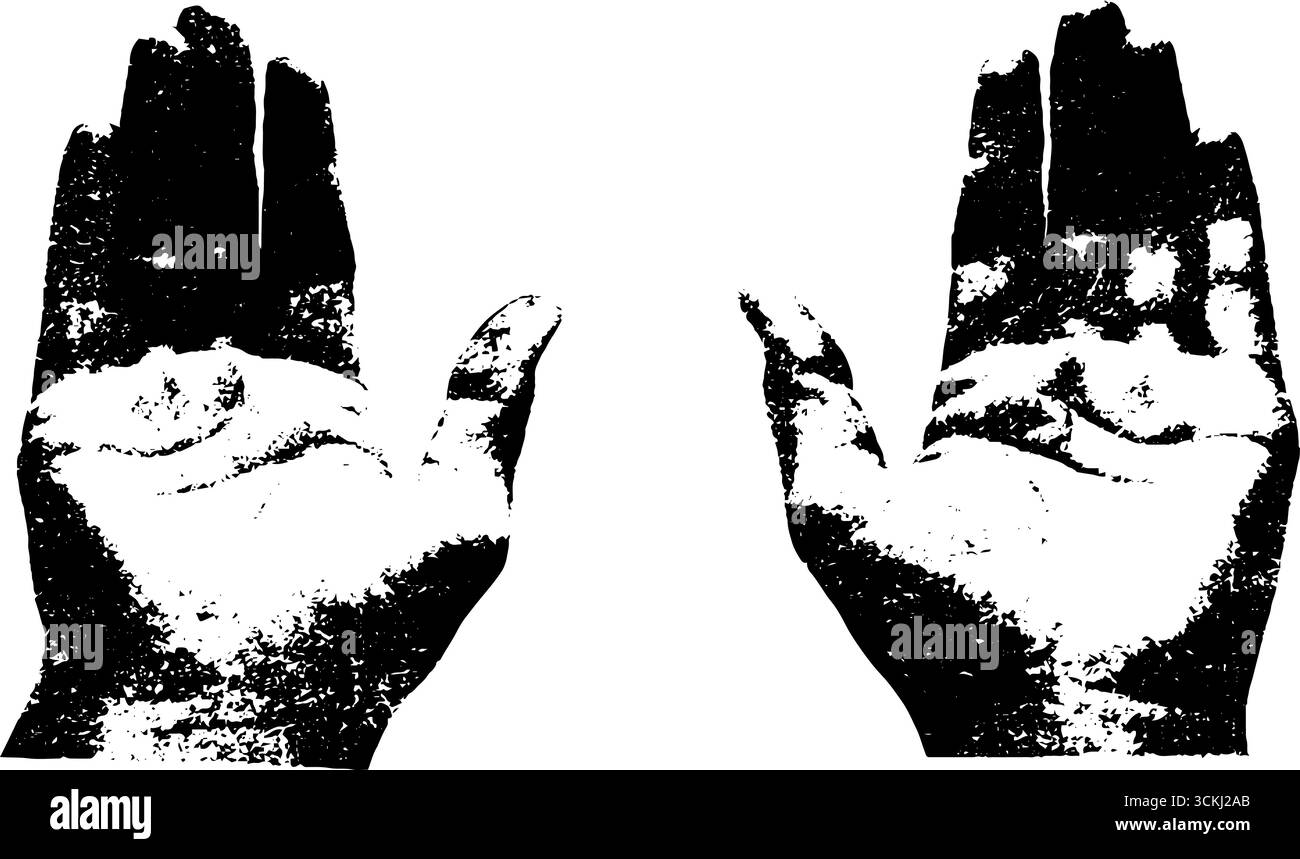 Black and white stencil hands illustration for urban art design Stock ...
