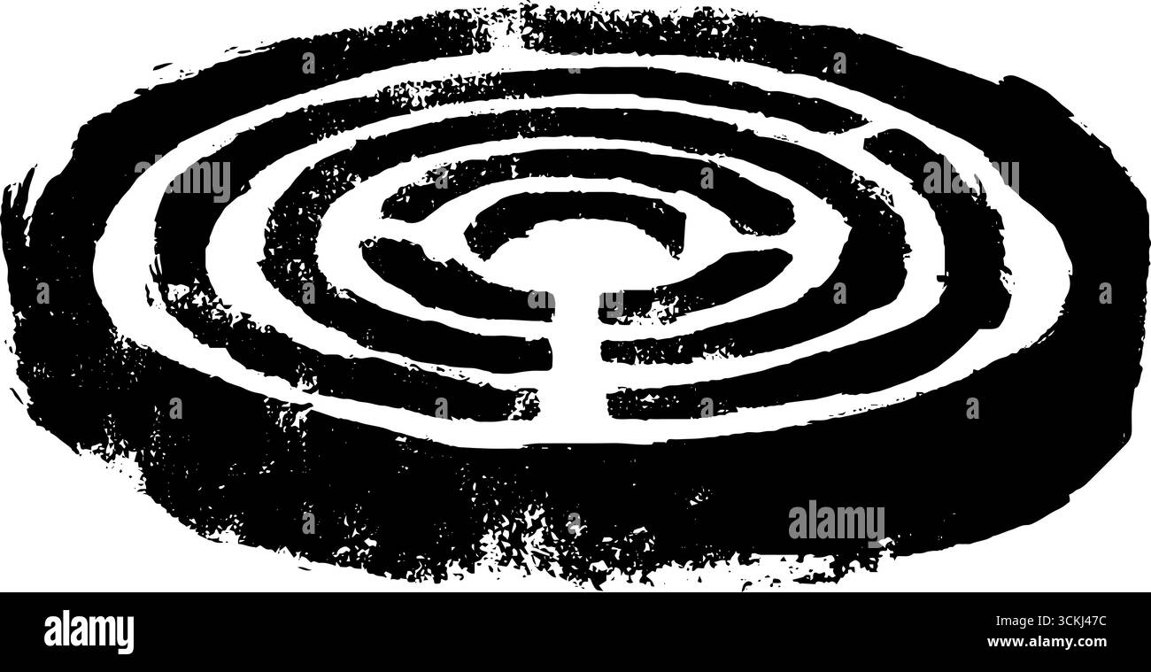 Black and white labyrinth stencil design collection for creative ...