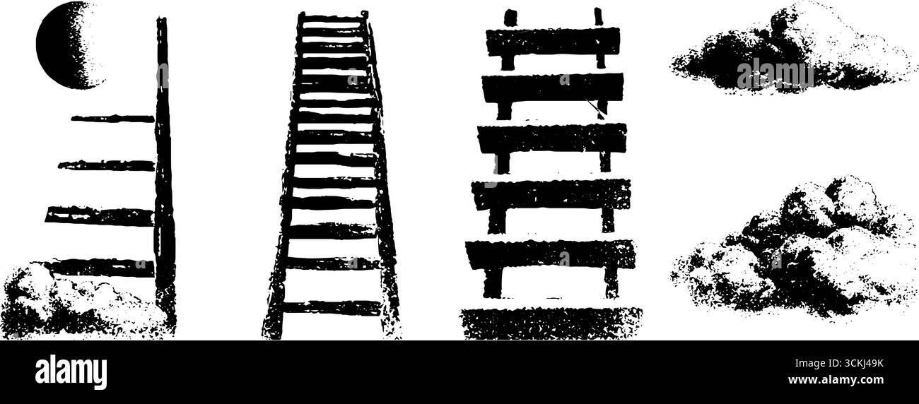 Urban grunge ladder and cloud stencil collection for creative design ...