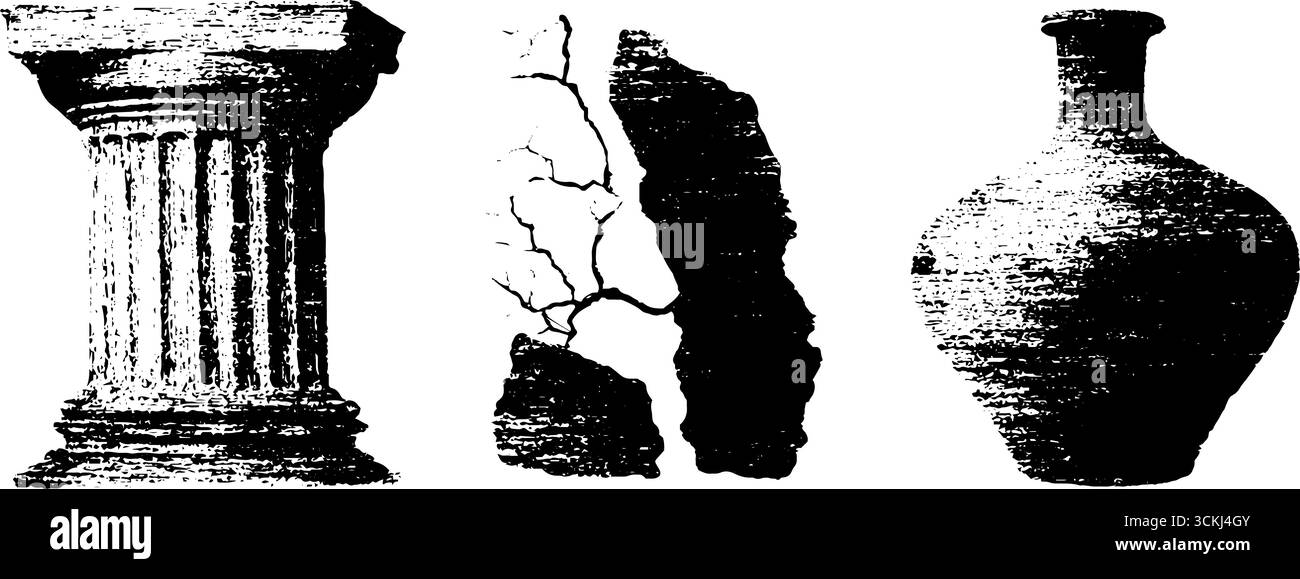 Ancient greek artifacts stencil set for creative design projects Stock ...