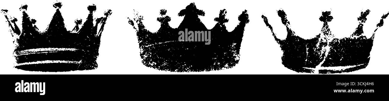 Black and white crown stencil illustrations set for urban art and ...